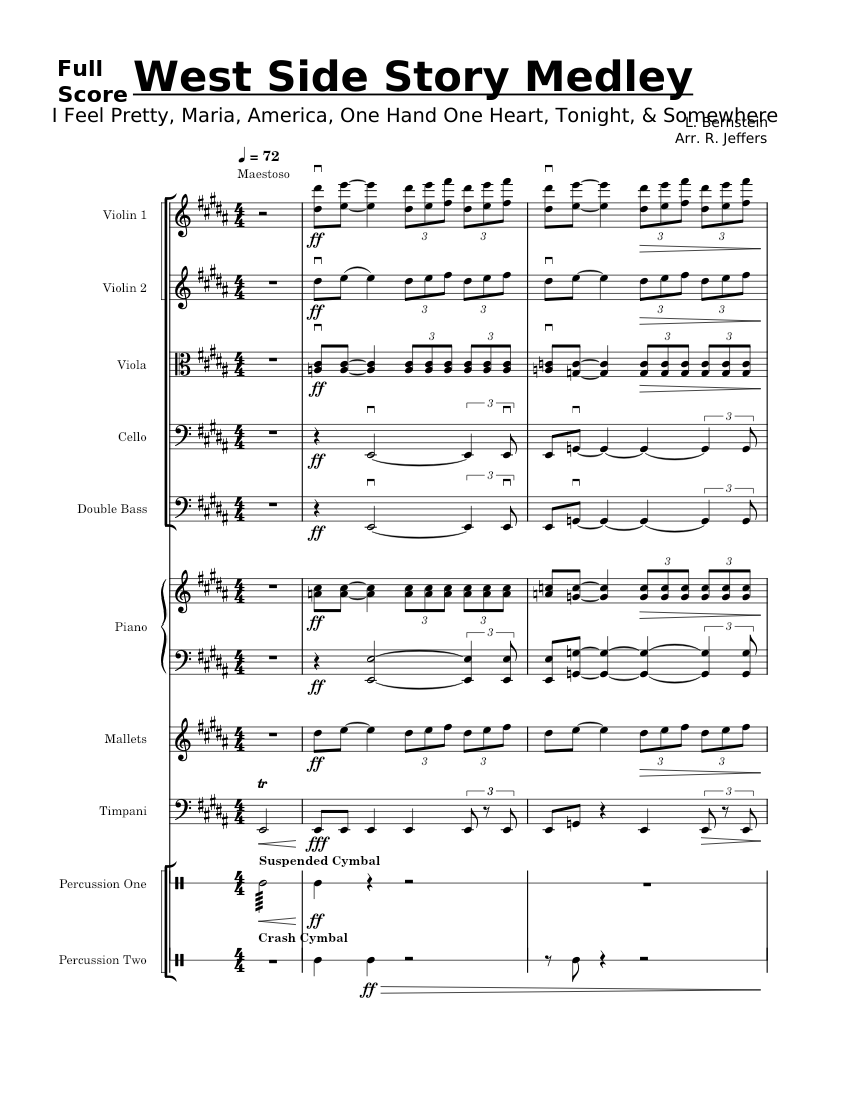 West side story – Leonard Bernstein West Side Story Medley Sheet Music ...