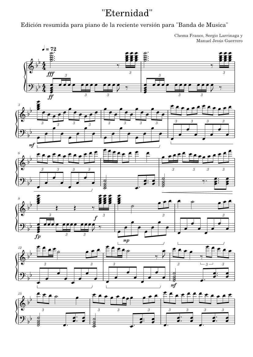 Eternidad Sheet Music for Piano (Solo) | MuseScore.com