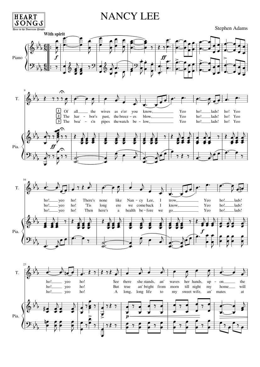 NANCY LEE Sheet music for Piano, Tenor (Piano-Voice) | Musescore.com