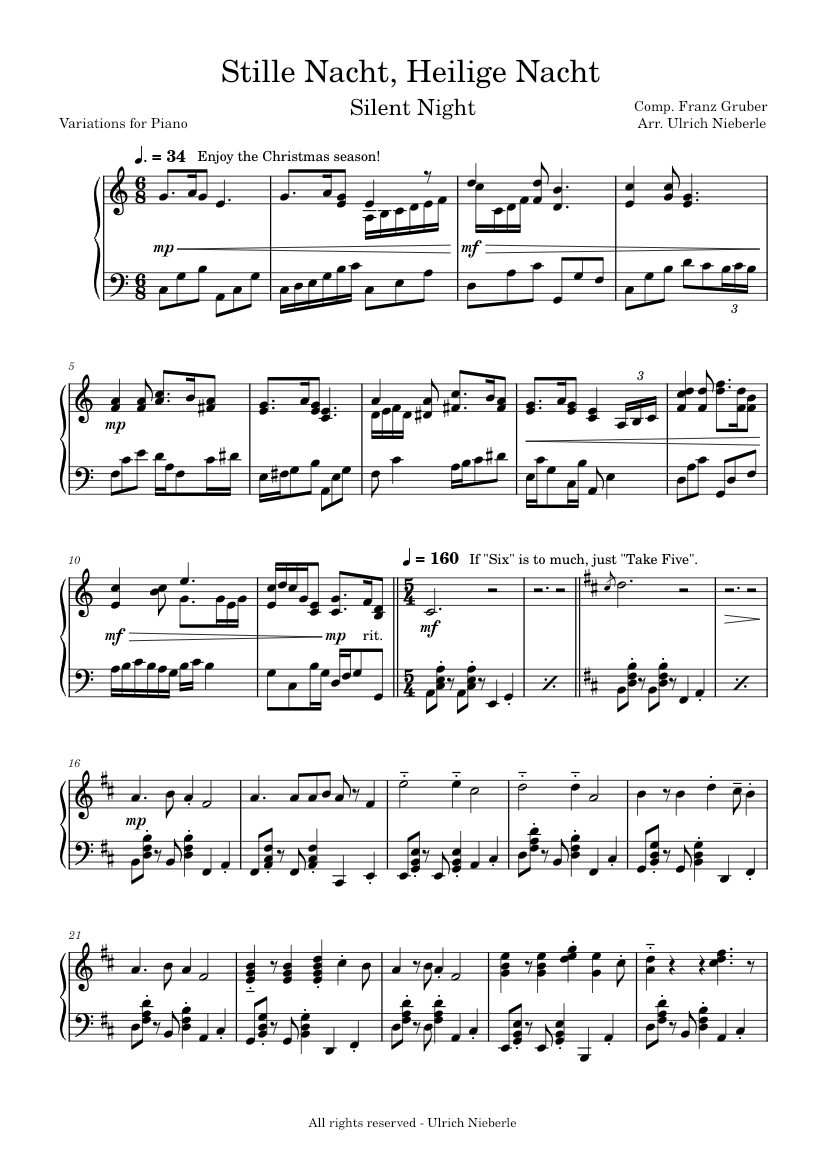 Stille Nacht - Silent Night - Piano Variations Sheet music for Piano (Solo) | Musescore.com