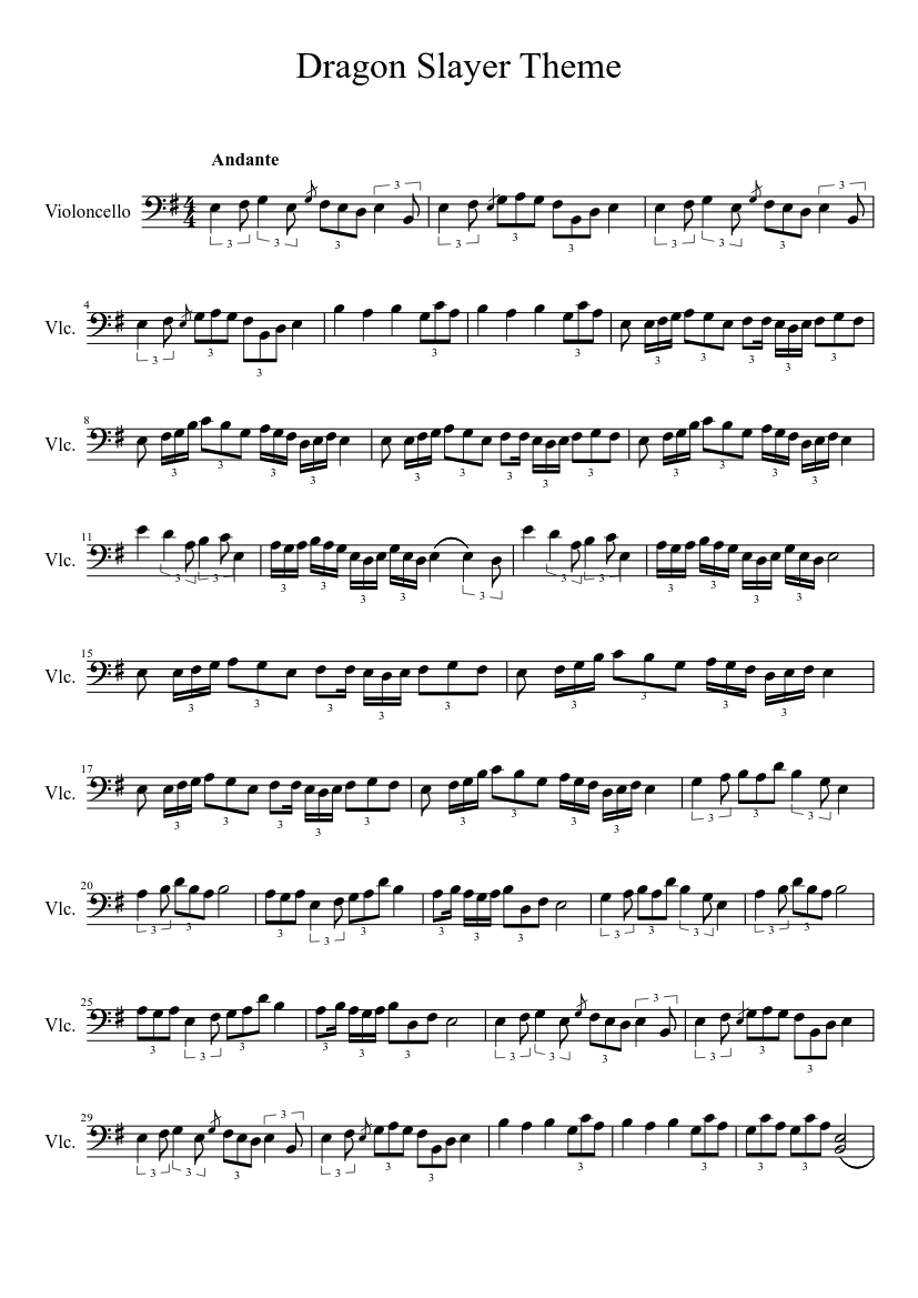 Dragon Slayer Theme Sheet music for Cello (Solo) | Musescore.com