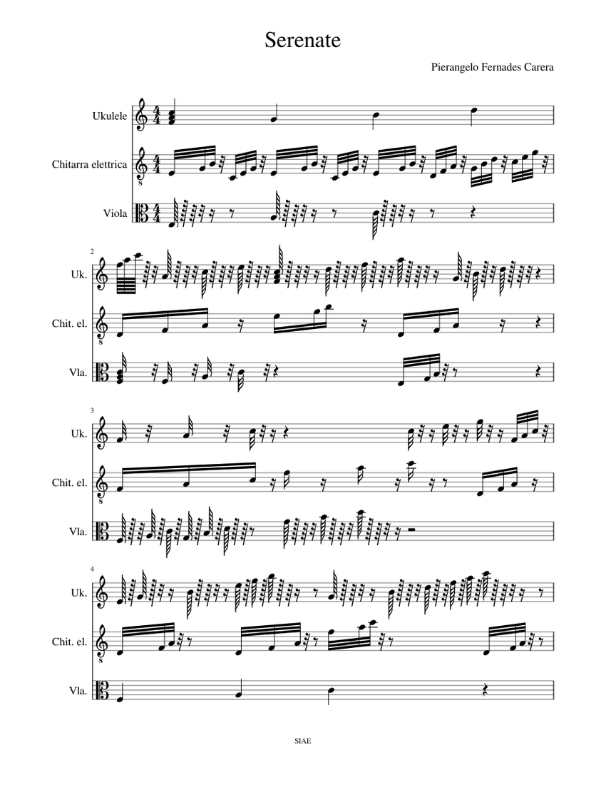 Serenate Sheet music for Viola, Guitar, Ukulele (Mixed Trio ...