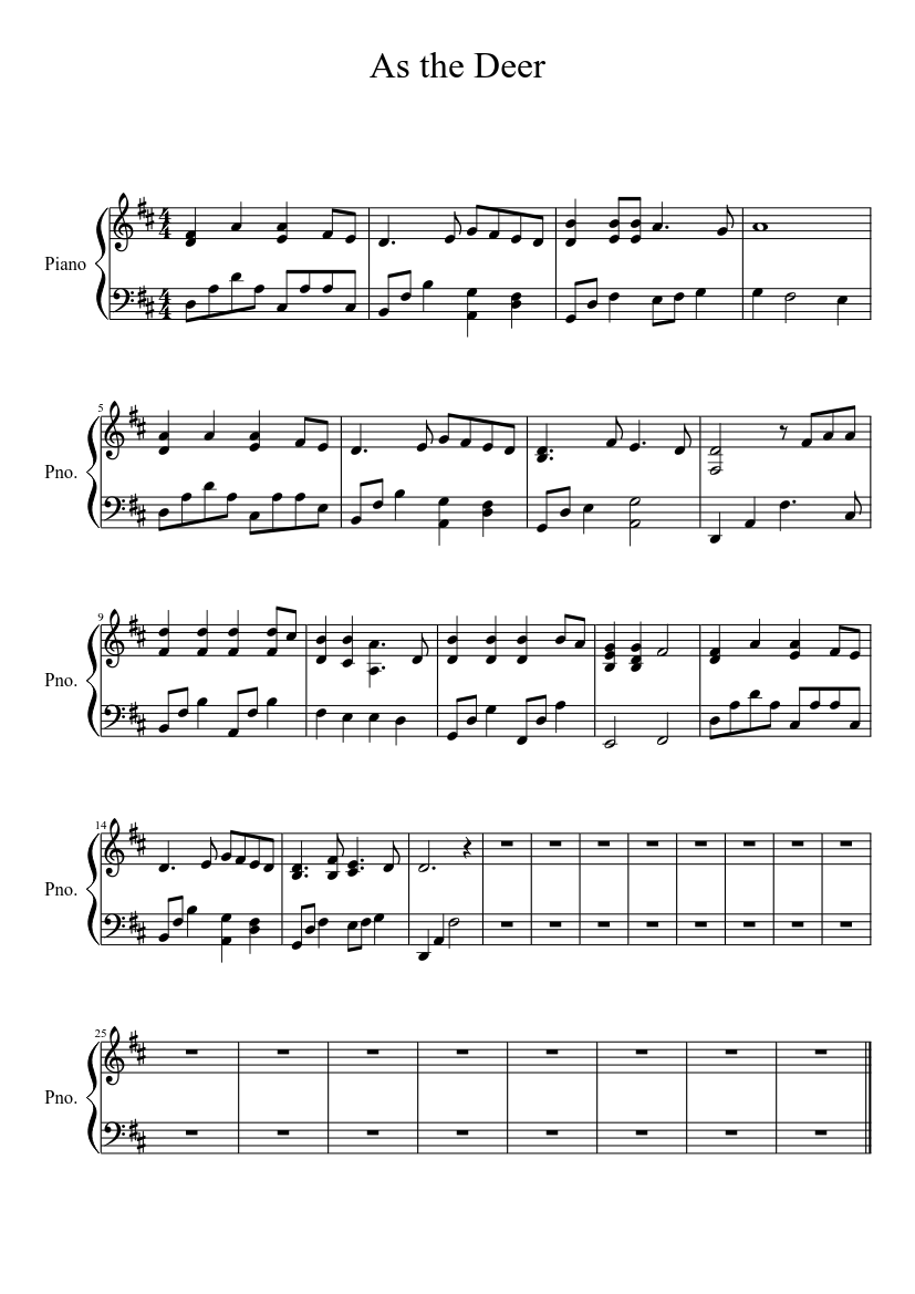 As the Deer Sheet music for Piano (Solo) Easy | Musescore.com