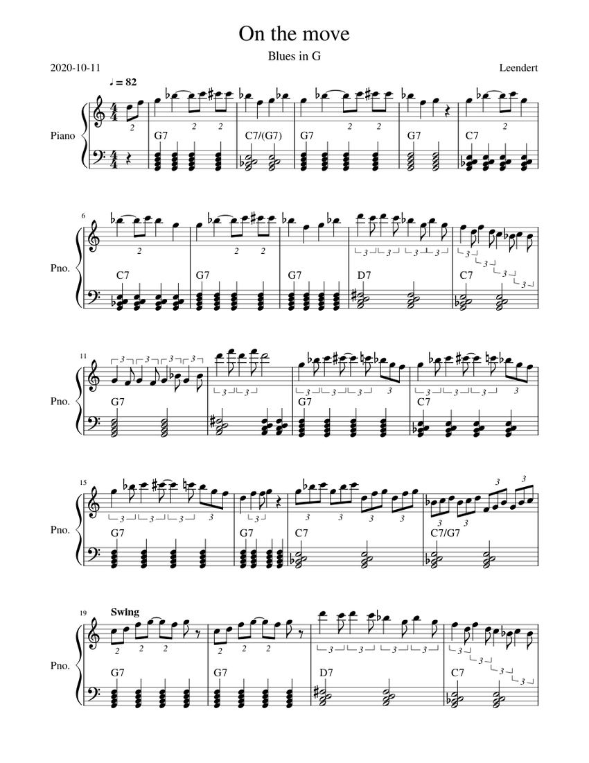 On the move Sheet music for Piano (Solo) | Musescore.com