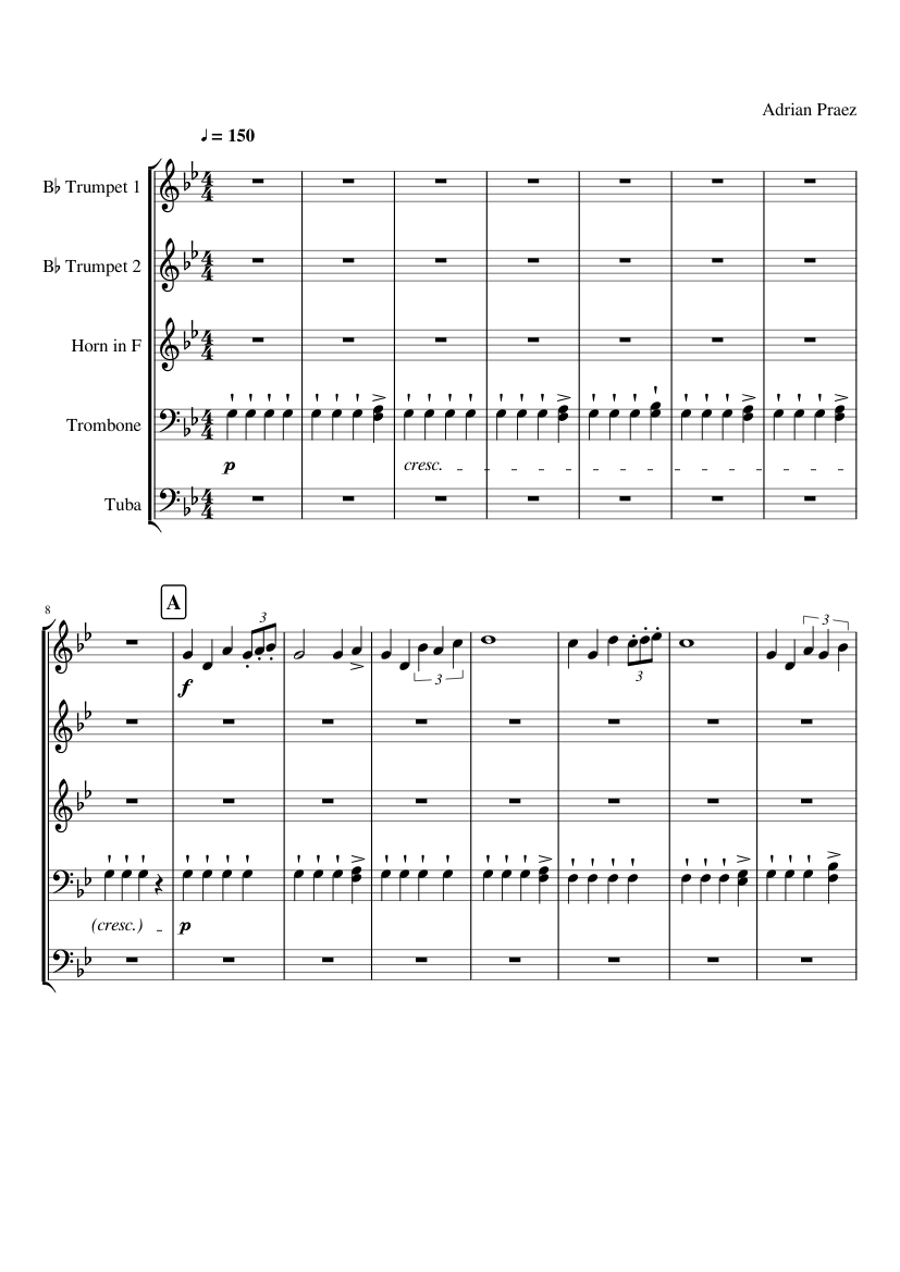 brass Sheet music for Trombone, Tuba, Trumpet in b-flat, French horn ...