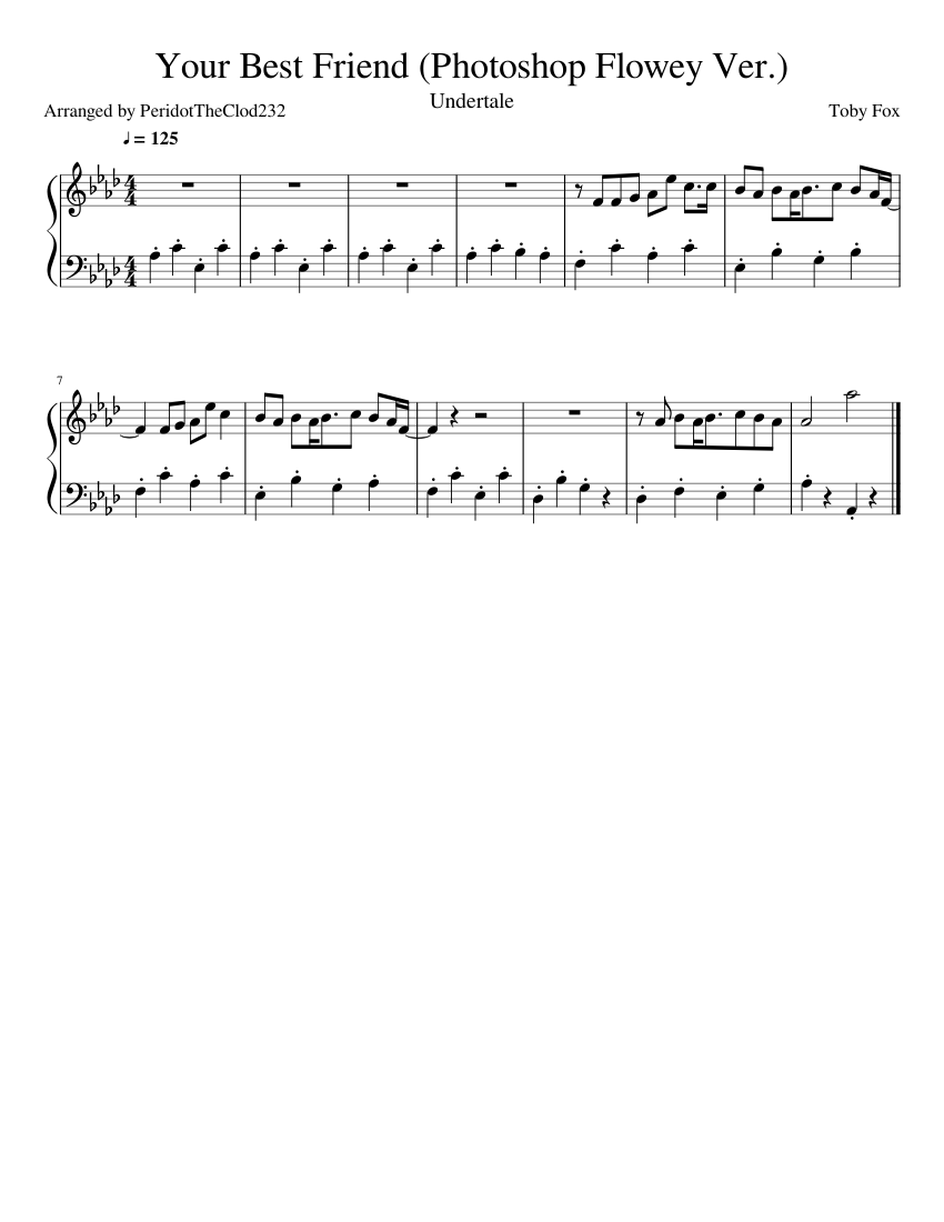 Your Best Friend (Photoshop Flowey Version) Sheet music for Piano (Solo ...