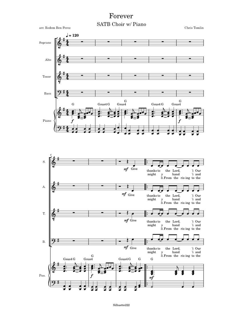 Forever SATB – Chris Tomlin Forever Sheet music for Piano, Soprano, Alto, Tenor & more ...
