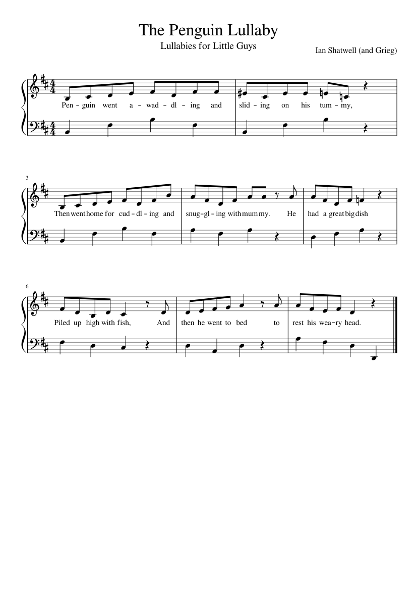 The Penguin Lullaby Sheet Music for Piano (Solo) Easy | MuseScore.com