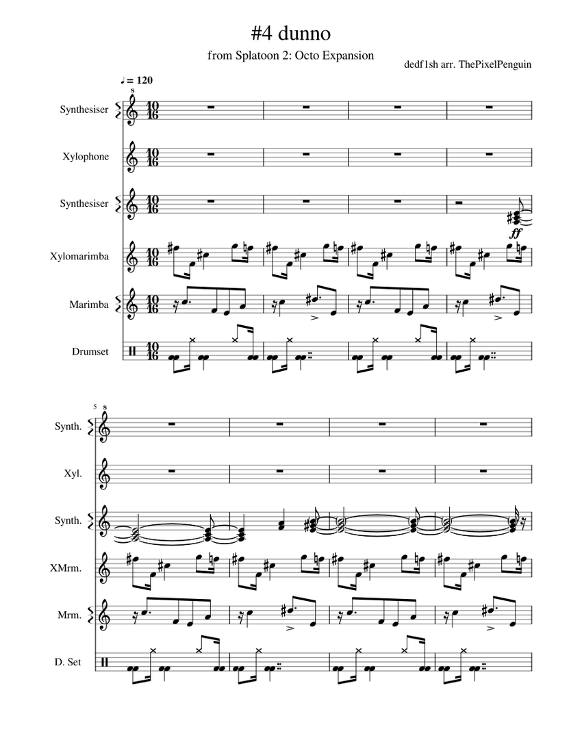 dunno Sheet music for Drum group, Marimba, Xylophone, Synthesizer ...