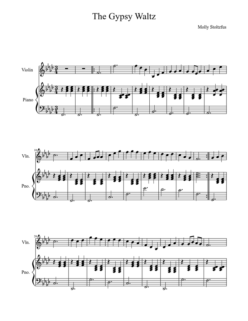 The Gypsy Waltz Sheet music for Piano, Violin (Solo) | Musescore.com