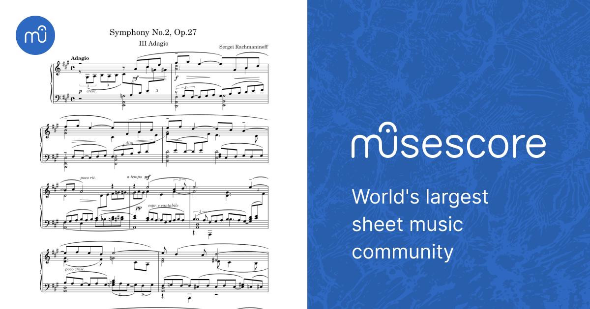 Rachmaninoff Symphony No.2, Op.27 – Adagio / Piano Solo Sheet music for ...