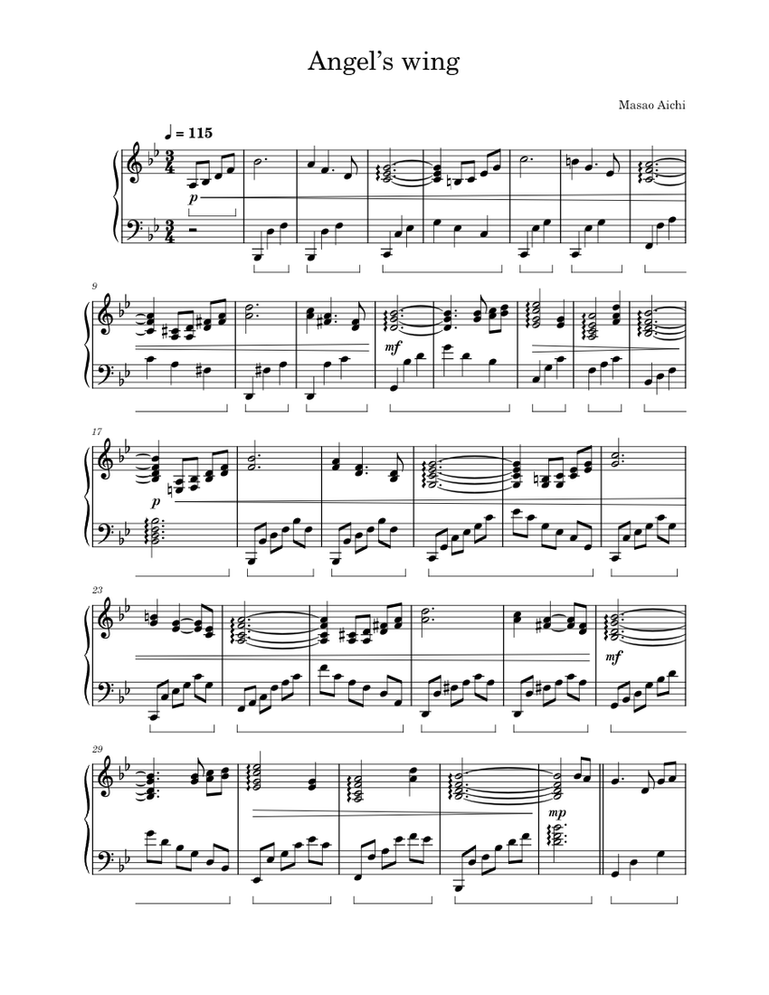 Angel's wing Sheet music for Piano (Solo) | Musescore.com