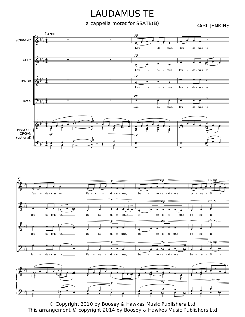 Laudamus Te - Karl Jenkins Sheet music for Piano, Vocals (Mixed Quintet ...