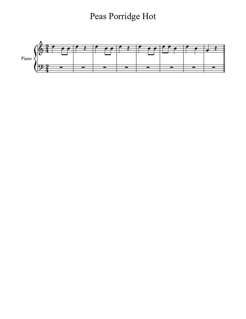 Peas Porridge Hot Sheet music for Piano (Solo) | Musescore.com