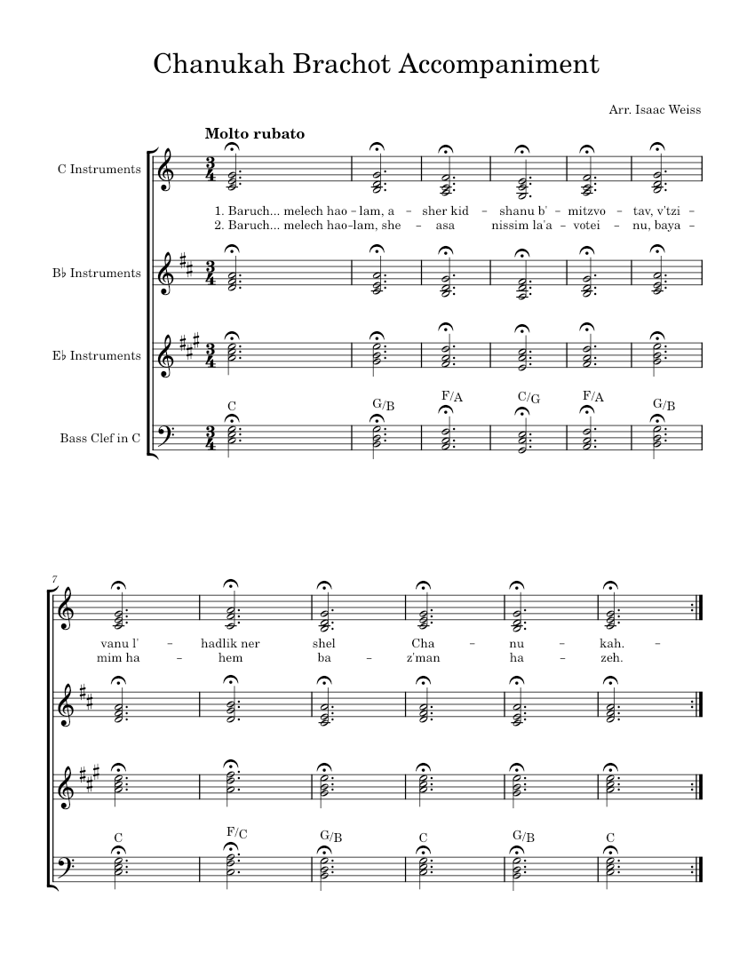 Chanukah Brachot Accompaniment Sheet music for Piano, Trombone ...