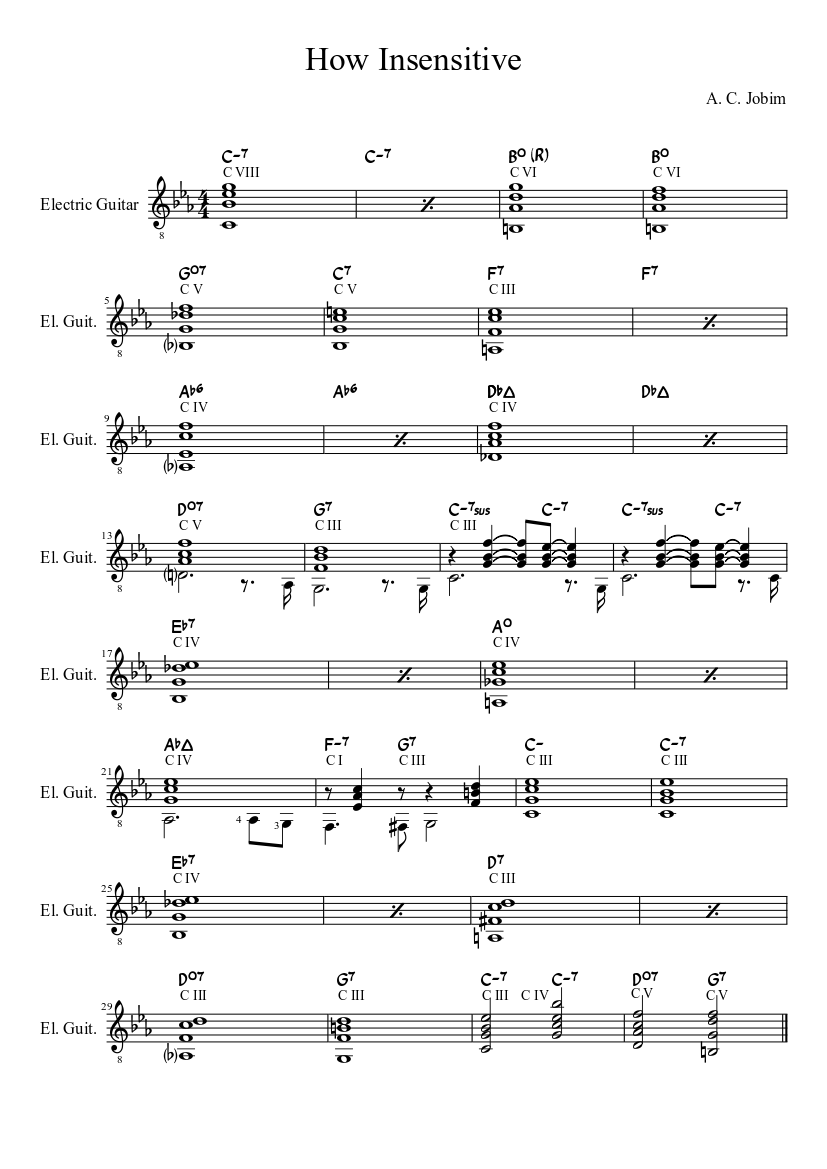 How Insensitive Comp Sheet music for Guitar (Solo) | Musescore.com