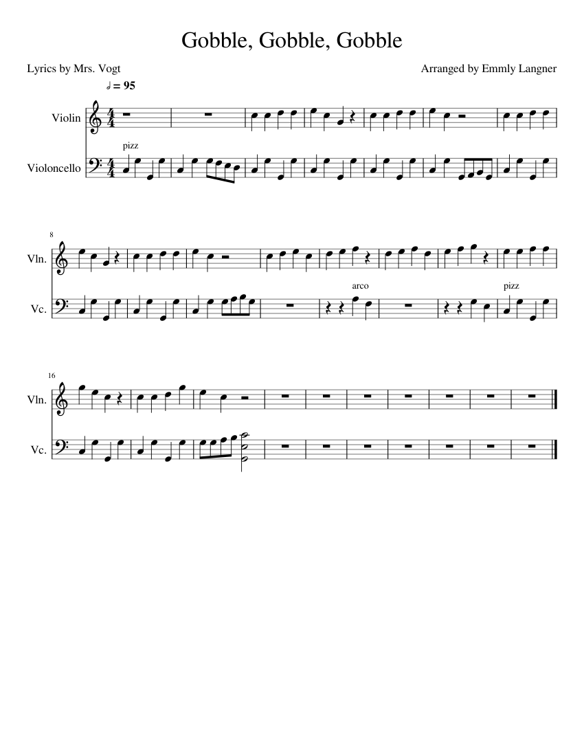 Turkey Song Gobble - piano tutorial