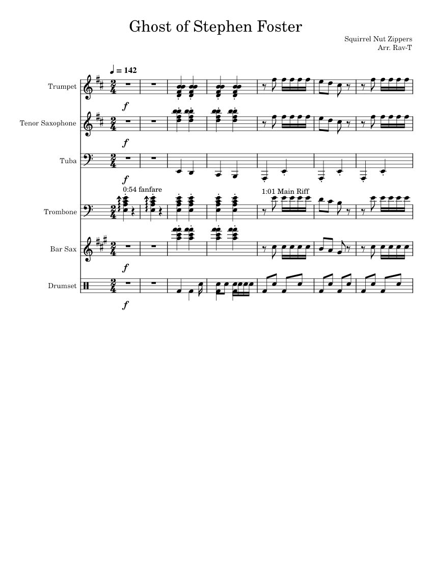 Ghost of Stephen Foster Sheet music for Trombone, Tuba, Saxophone tenor ...