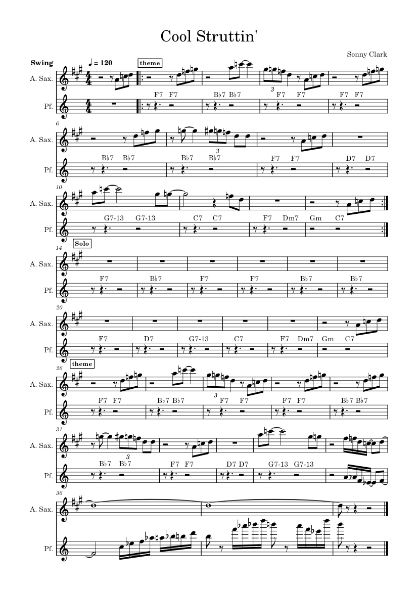 Cool Struttin' – Sonny Clark Sheet music for Piano, Saxophone alto ...