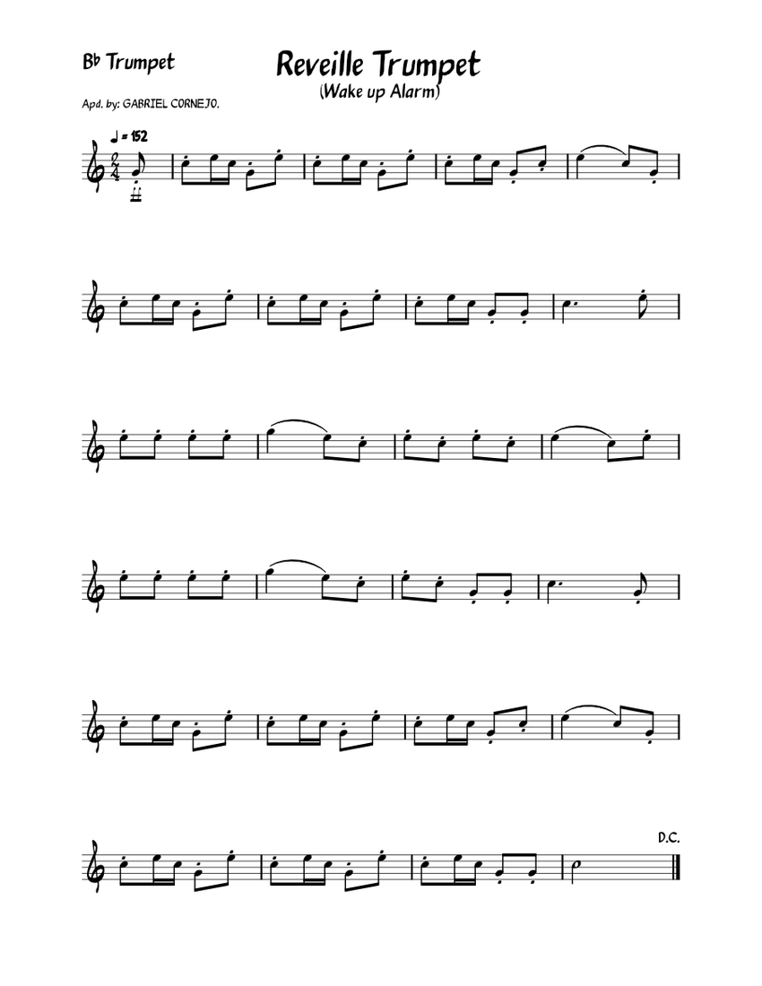 Reveille Trumpet – Traditional Sheet music for Trumpet in b-flat (Solo ...
