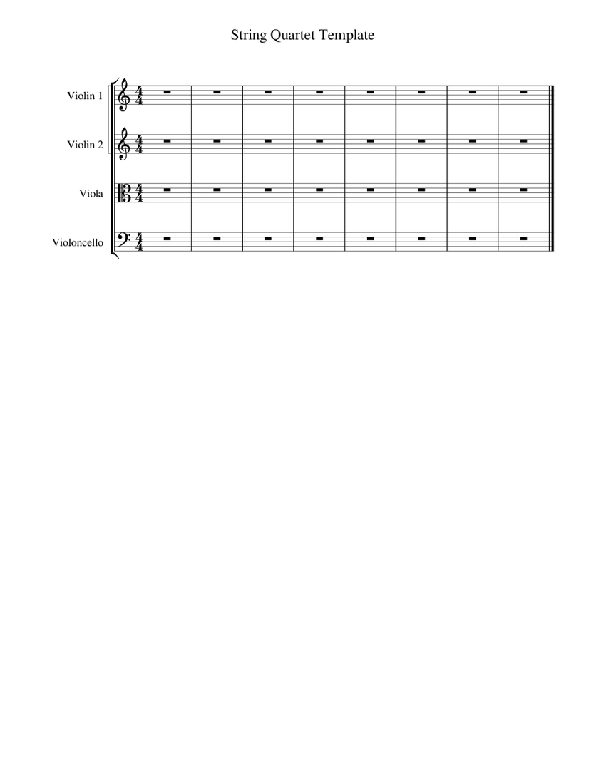String Quartet Template Sheet music for Violin, Viola, Cello (String ...