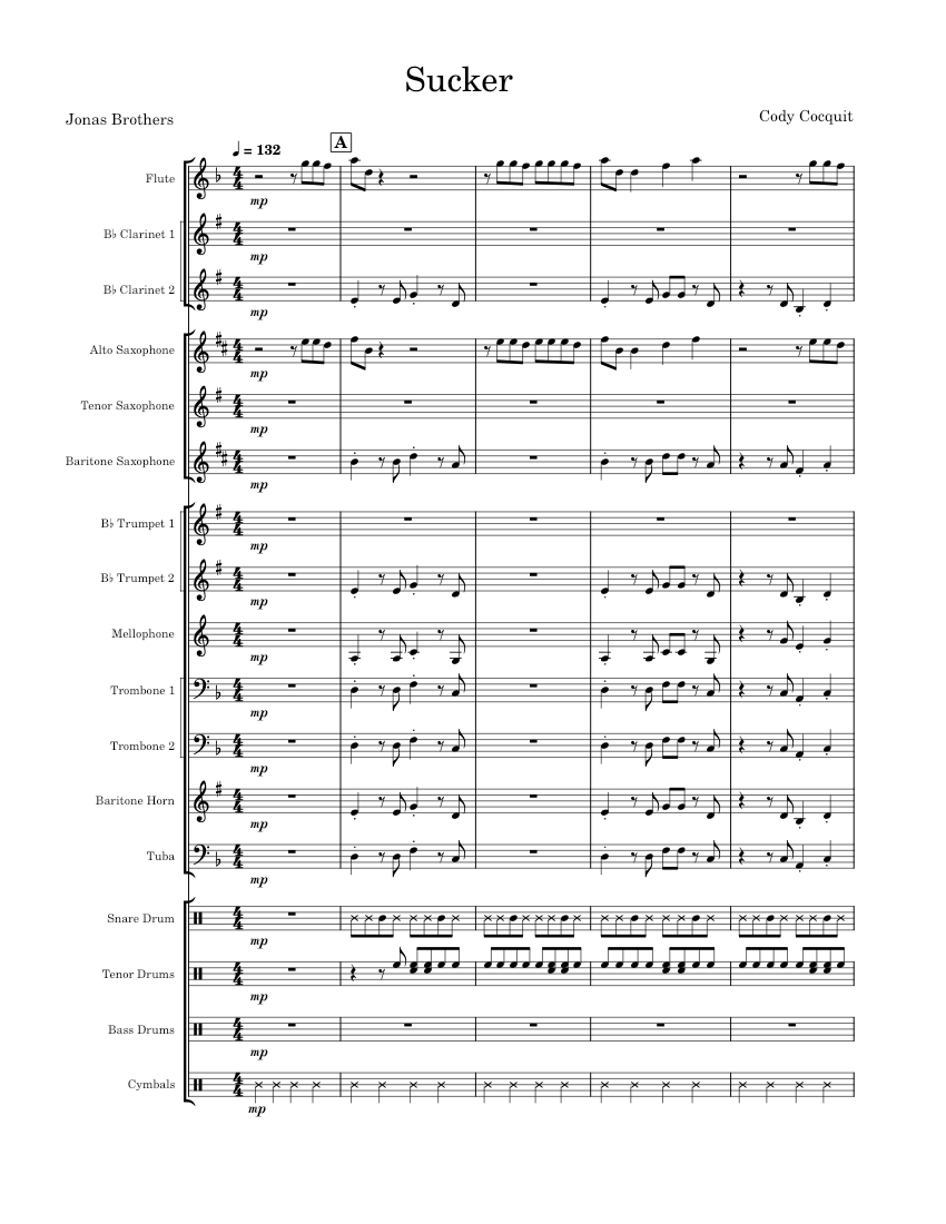 Sucker – Jonas Brothers Sheet music for Trombone, Tuba, Mellophone ...