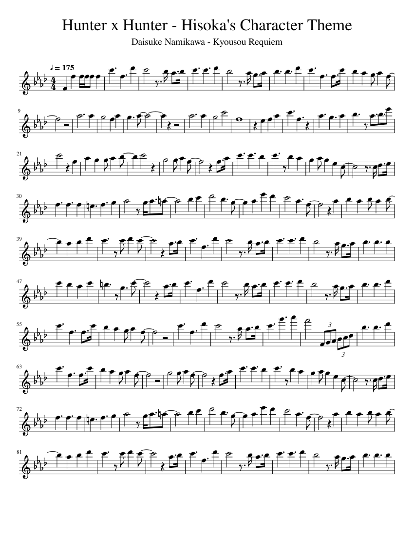 Hunter x Hunter - Hisoka's Character Theme Sheet music for Flute (Solo ...