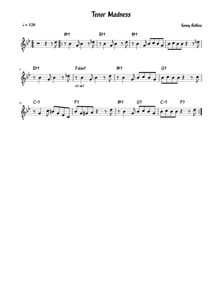 Tenor Madness Sheet music for Guitar (Solo) | Musescore.com