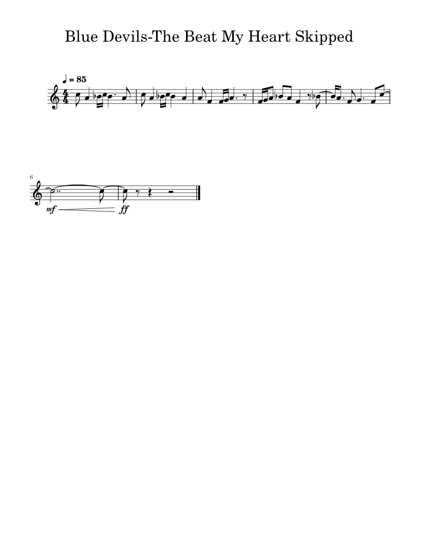 Blue Devils-The Beat My Heart Skipped lower octave - piano tutorial