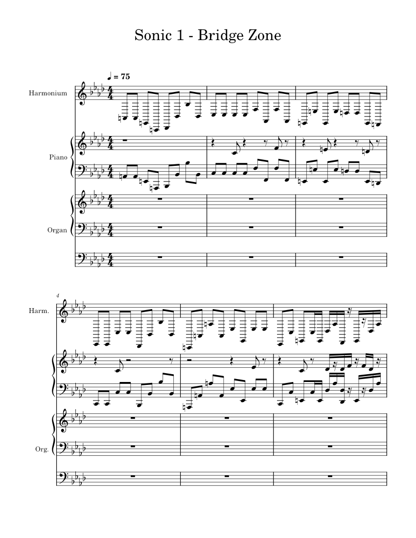 Sonic 1 - Bridge Zone Sheet Music for Piano, Organ (Mixed Trio ...
