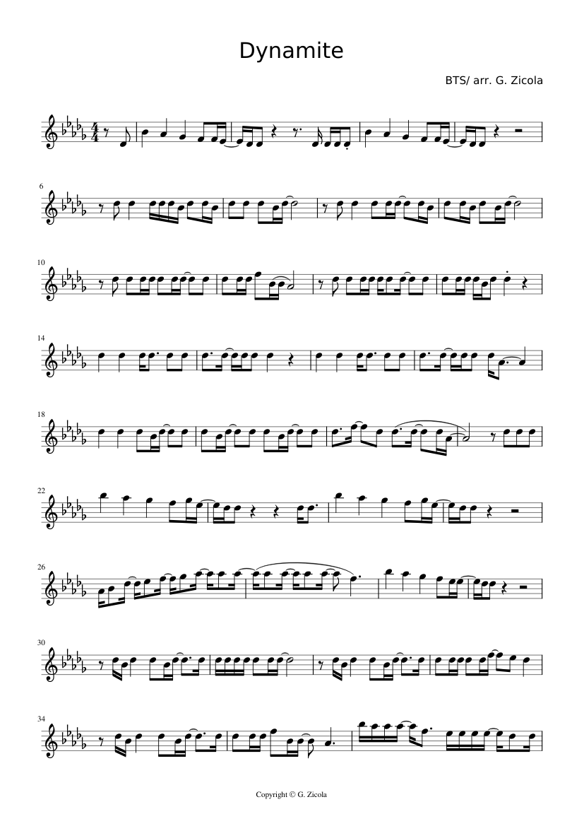 Dynamite BTS Sax Alto Sheet music for Saxophone alto (Solo) | Musescore.com