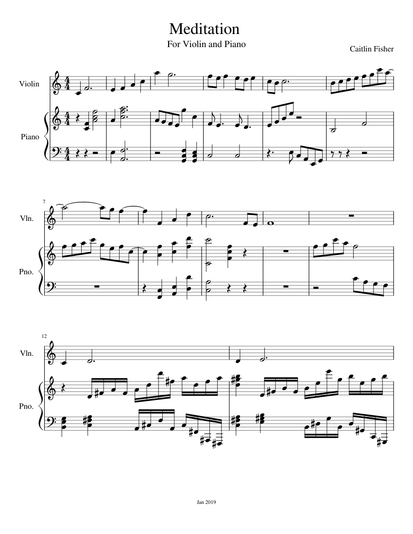 Meditation for Violin and Piano Sheet music for Piano, Violin (Solo ...
