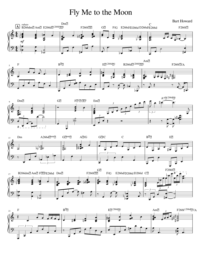 Fly Me to the Moon - Bart Howard Sheet Music for Piano (Solo) | MuseScore.com