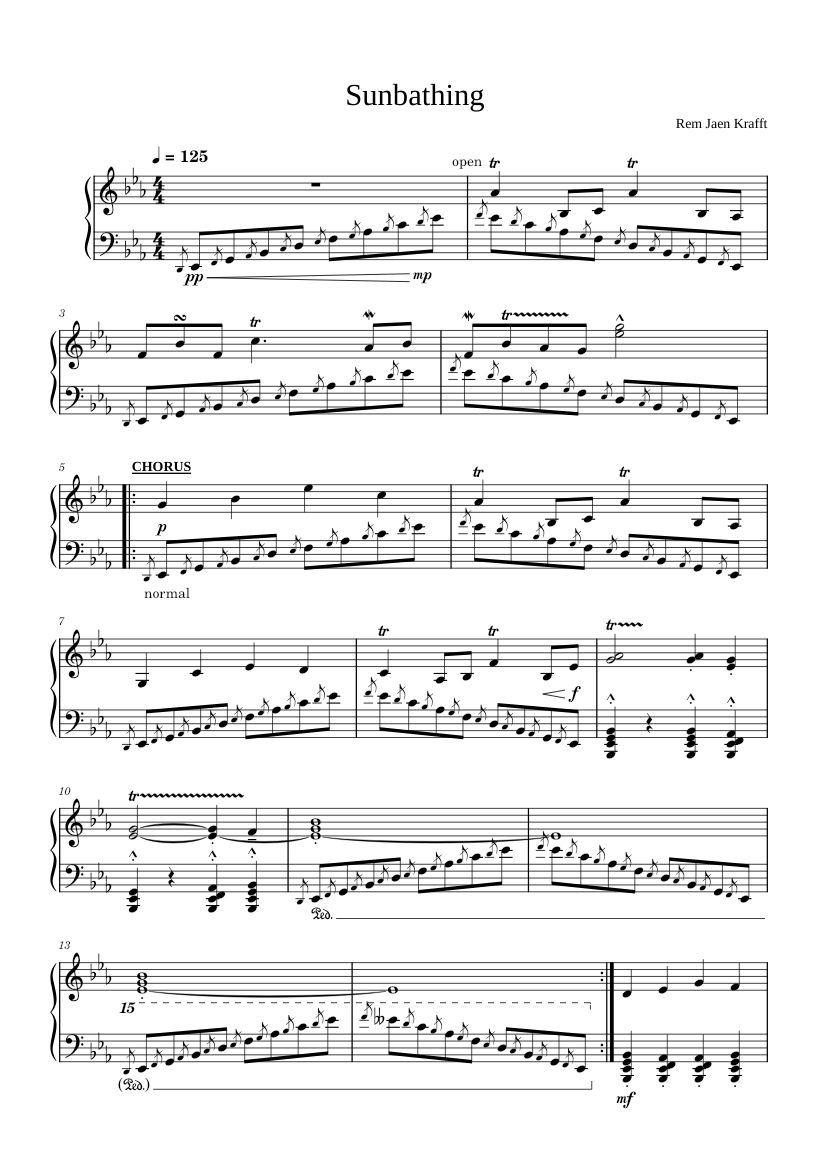 Sunbathing - Rem Jaen Krafft Sheet music for Piano (Solo) | Musescore.com