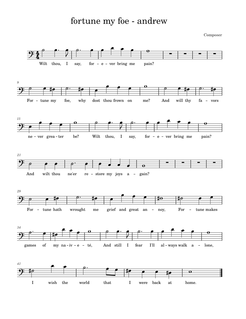 fortune_my_foe_andrew Sheet music for Baritone (Choral) | Musescore.com