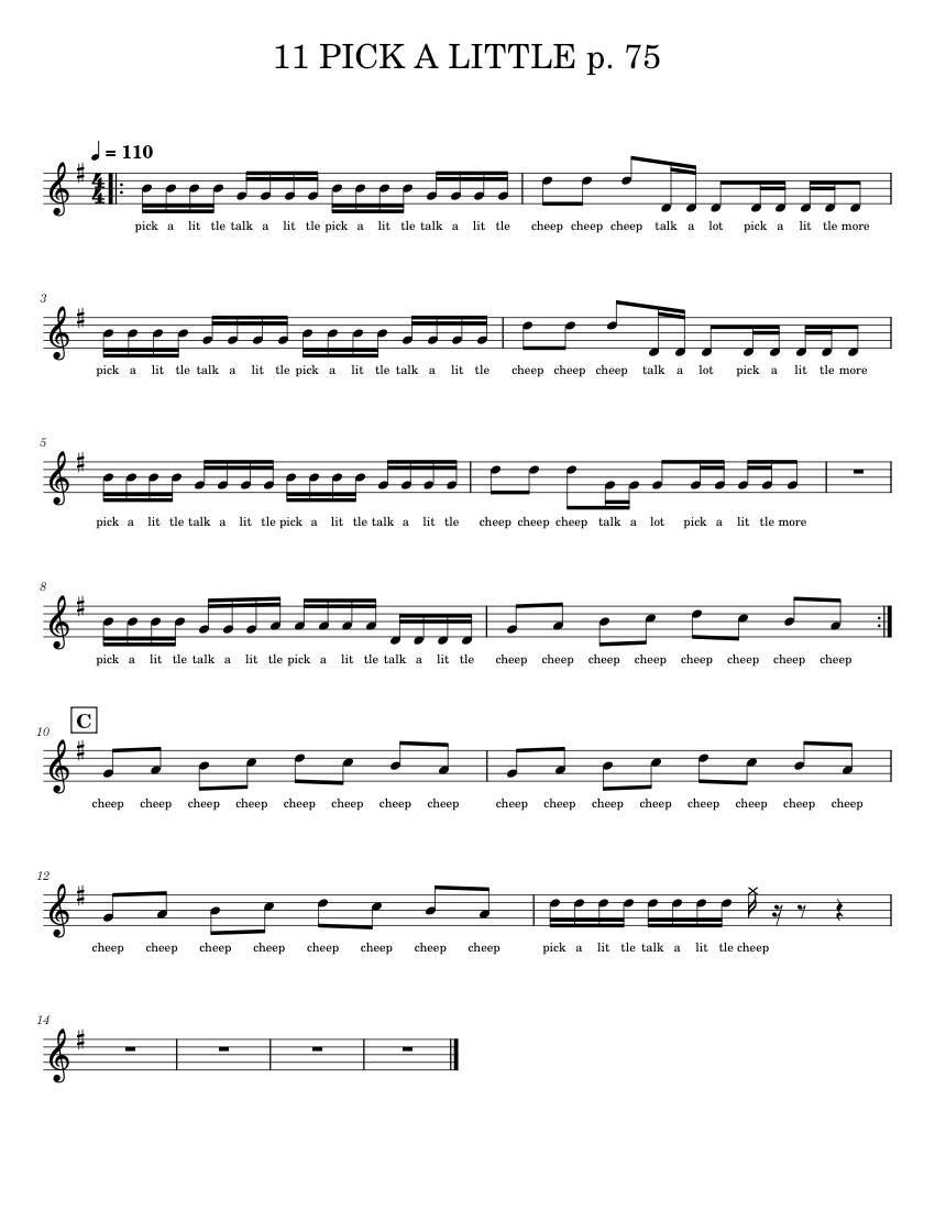 Pick-a-Little, Talk-a-Little – Meredith Willson Sheet music for Violin ...