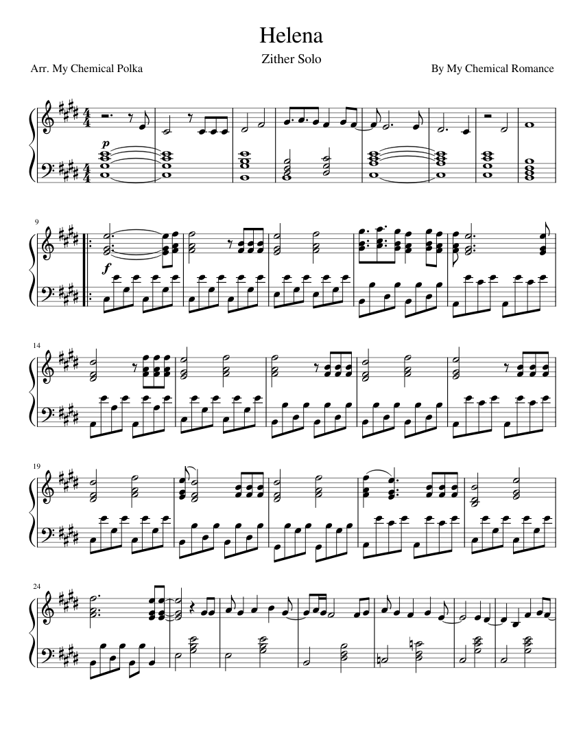 Helena (Zither Solo) Sheet music for Piano (Solo) Easy | Musescore.com
