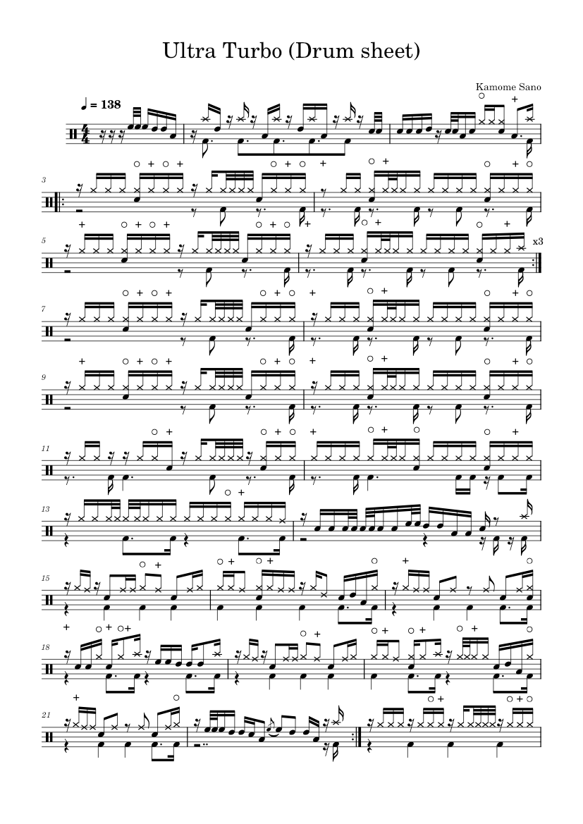 Ultra turbo – Kamome Sano Sheet music for Drum group (Solo) | Musescore.com