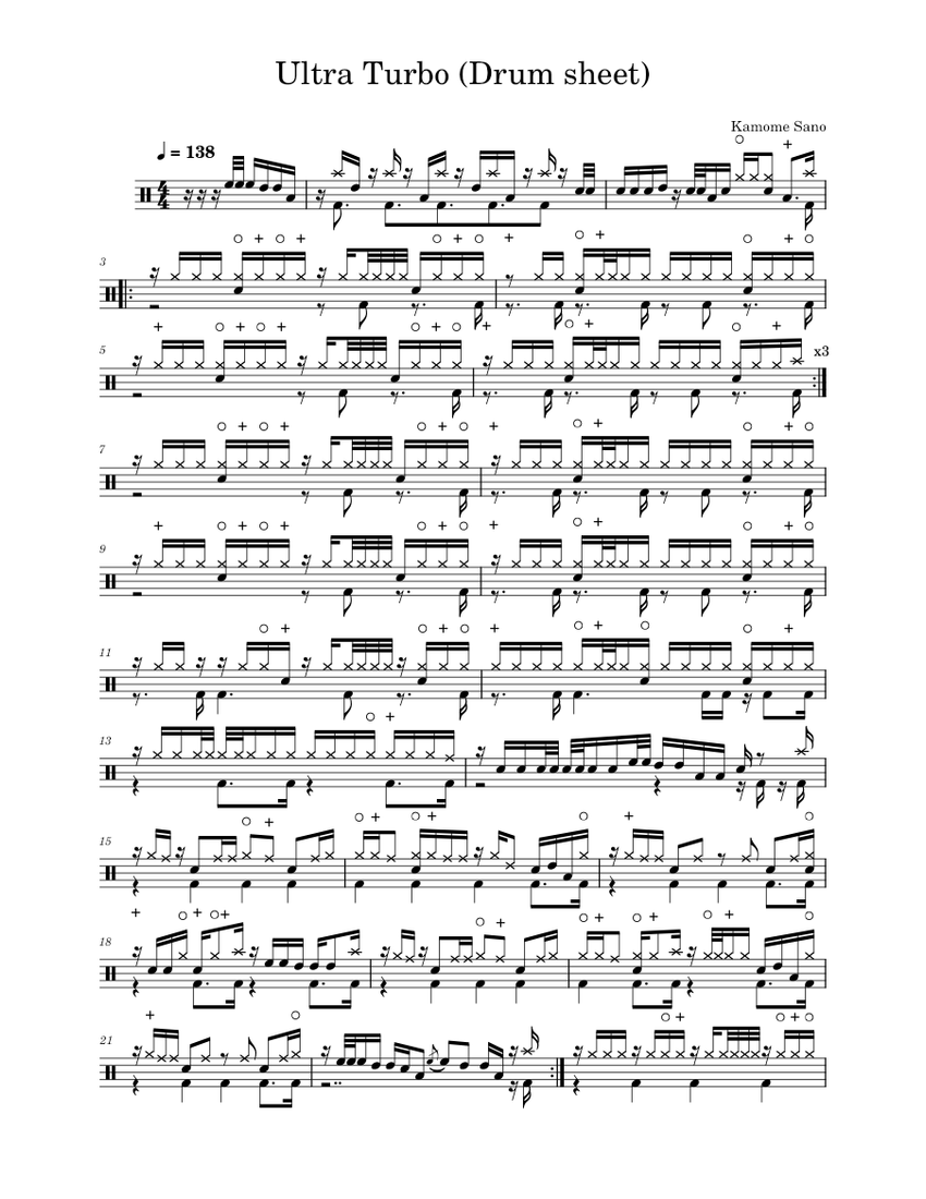 Ultra turbo – Kamome Sano Sheet music for Drum group (Solo) | Musescore.com