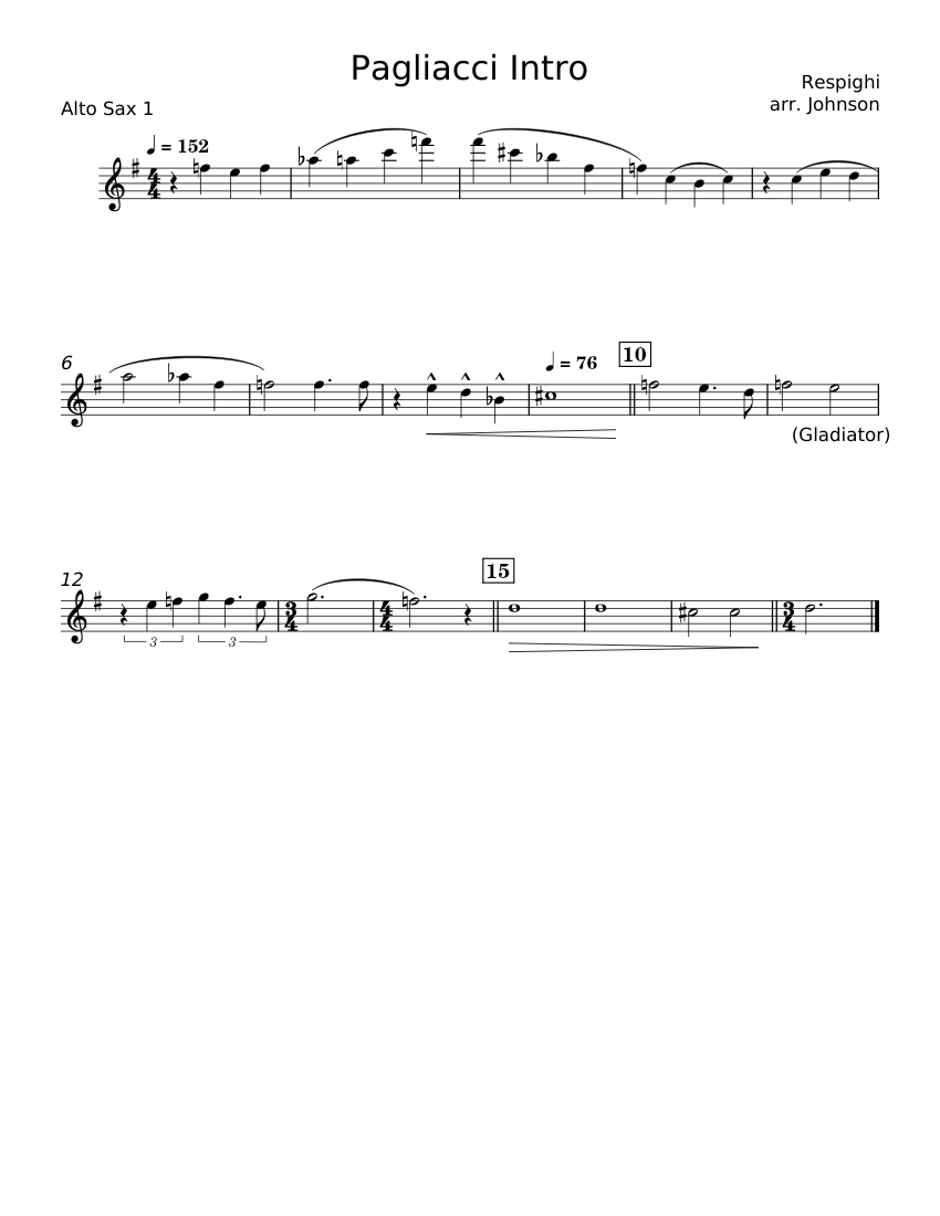 Pagliacci - Ruggiero Leoncavallo Sheet music for Saxophone alto (Solo ...