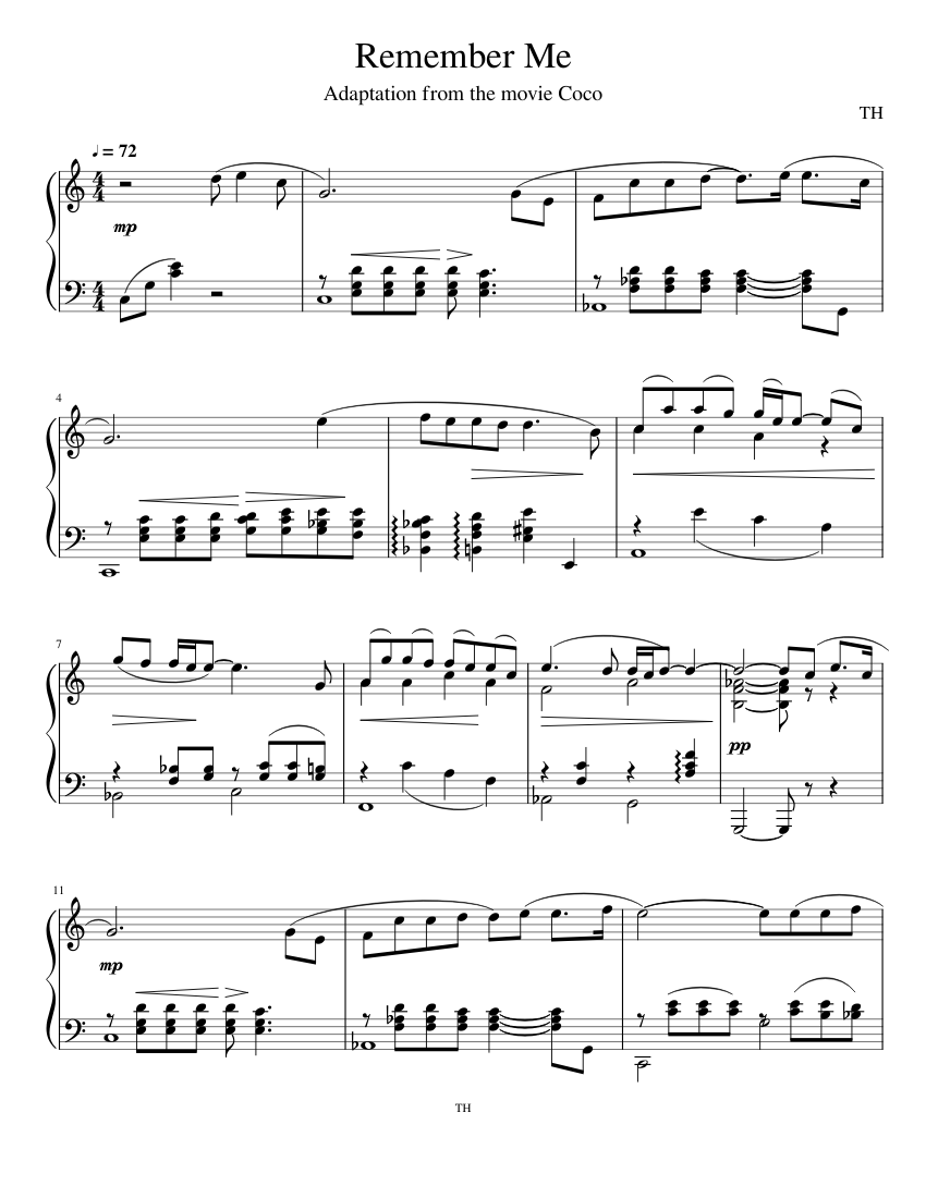 Remember Me - Coco Theme Song Sheet music for Piano (Solo) | Musescore.com