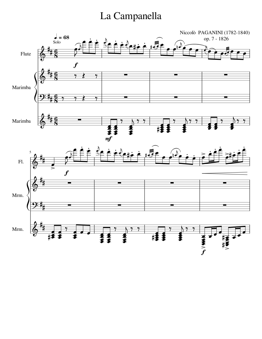Violin Concerto No 2, op. 7 (La Campanella) – Niccolò Paganini La Campanella Sheet music for ...