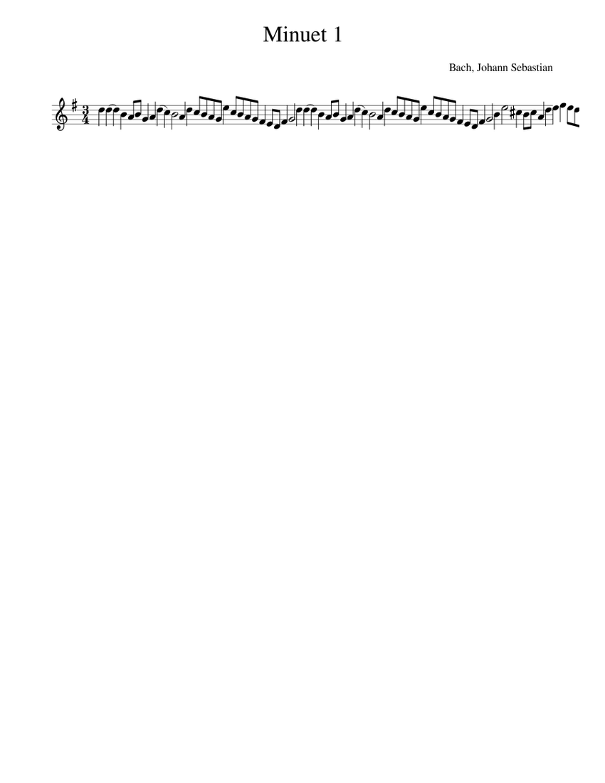 Minuet 1 Sheet music for Piano (Solo) Easy | Musescore.com