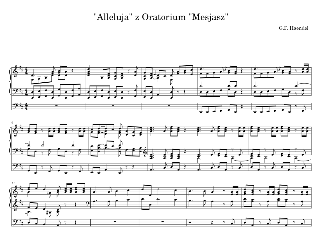 Alleluja z Oratorium Mesjasz - G. F. Haendel Sheet Music for Organ ...