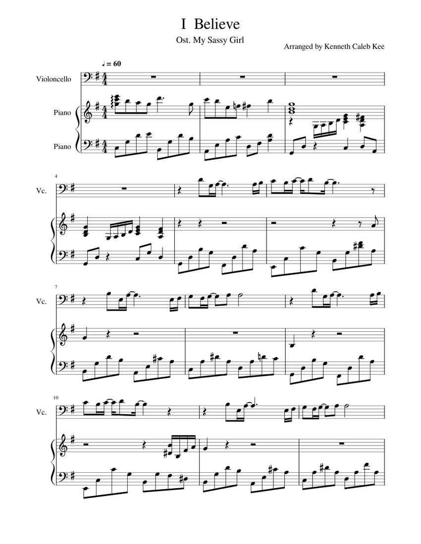 I Believe-cello & piano Sheet music for Piano, Cello (Mixed Ensemble ...