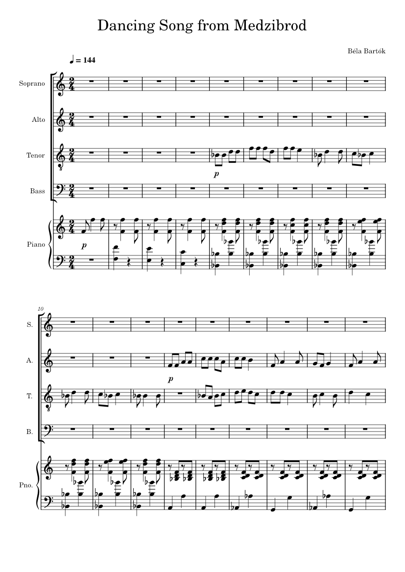 Dancing Song from Medzibrod – Béla Bartók Sheet Music for Piano ...