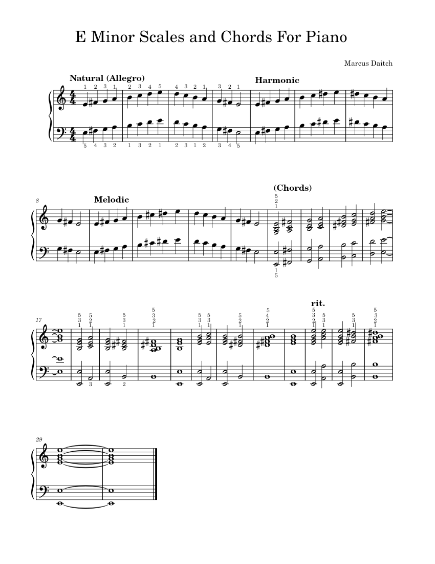 E Minor Scales and Chords For Piano Sheet music for Piano (Solo ...