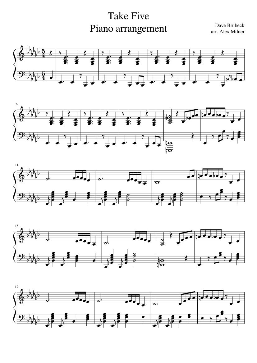 Take Five for Jazz piano Sheet music for Piano (Solo) | Musescore.com