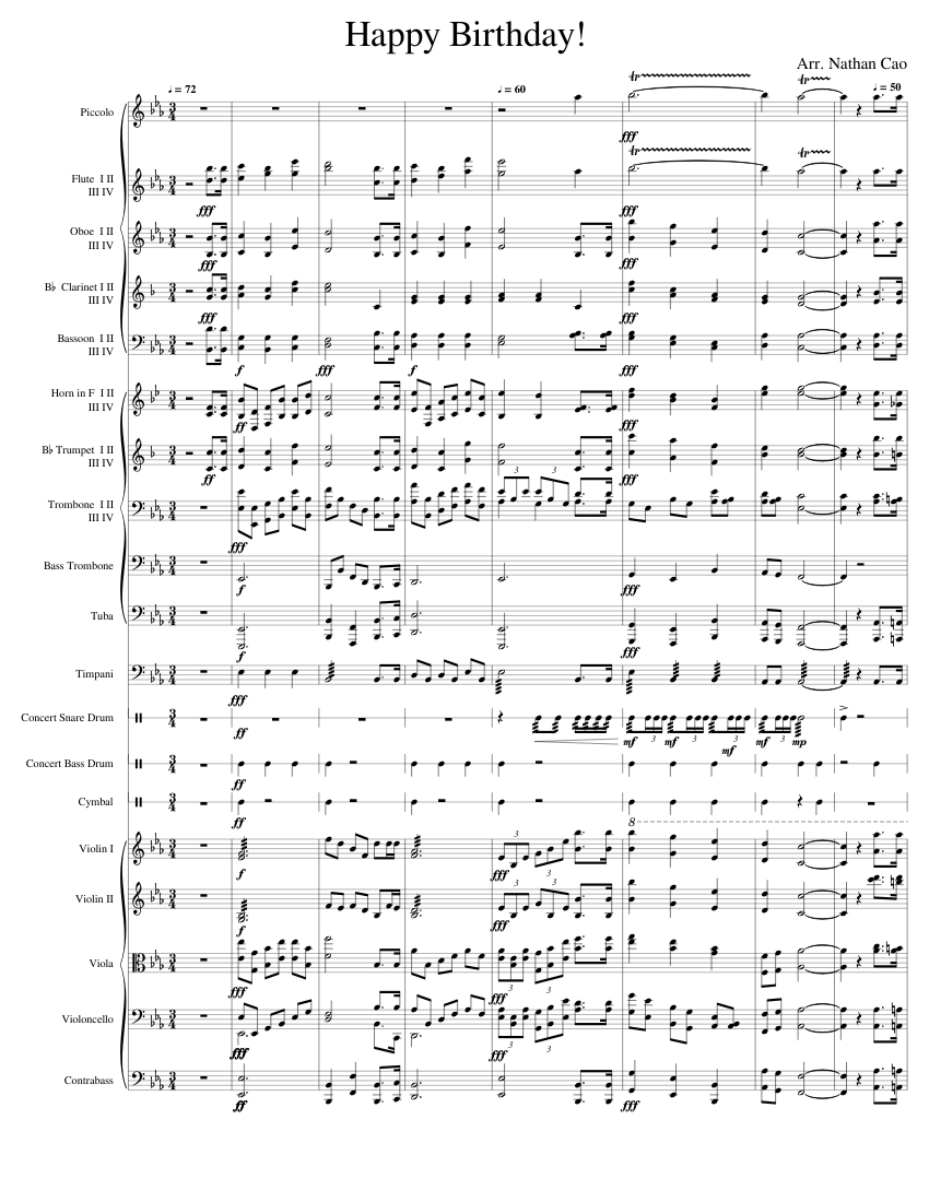 Happy Birthday (Orchestral) Sheet music for Trombone, Tuba, Trombone ...