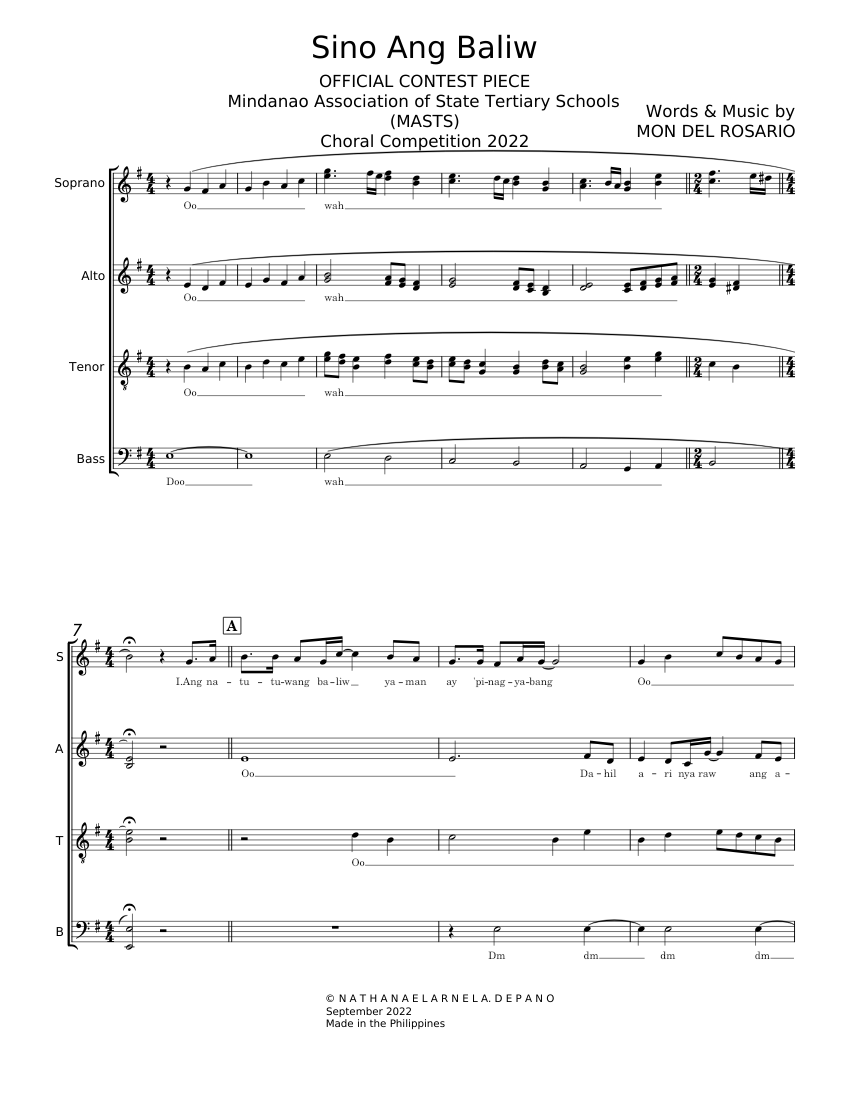 Sino ang baliw - Mon Del Rosario Sheet music for Vocals (Choral ...
